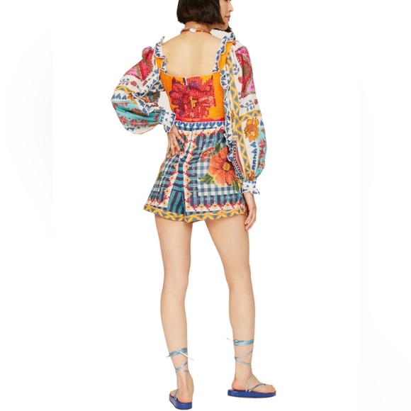 FARM Rio | Pants & Jumpsuits | Farm Rio Summer Stitches Romper | Poshmark